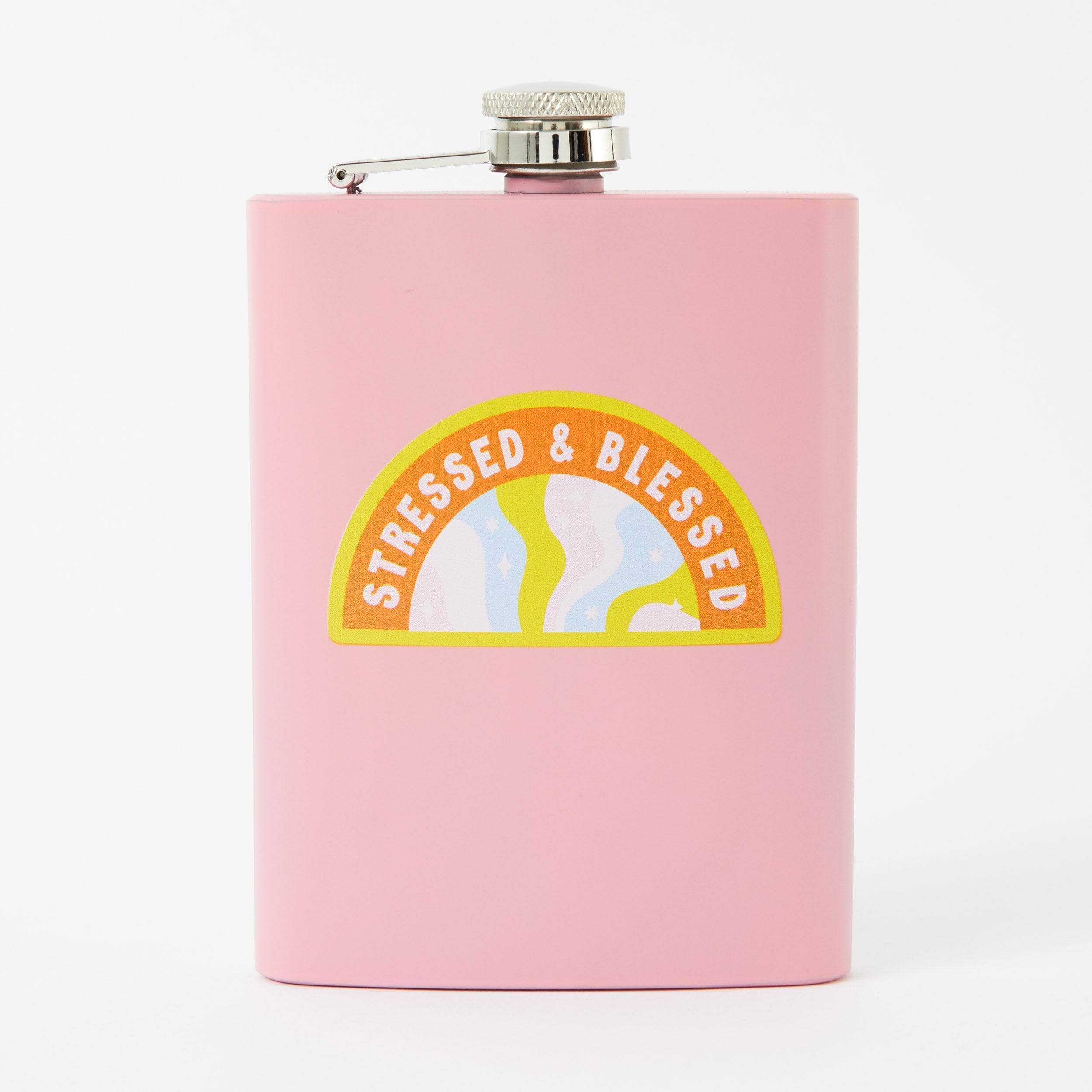 Stressed and Blessed Hip Flask - Light Pink – punkypins